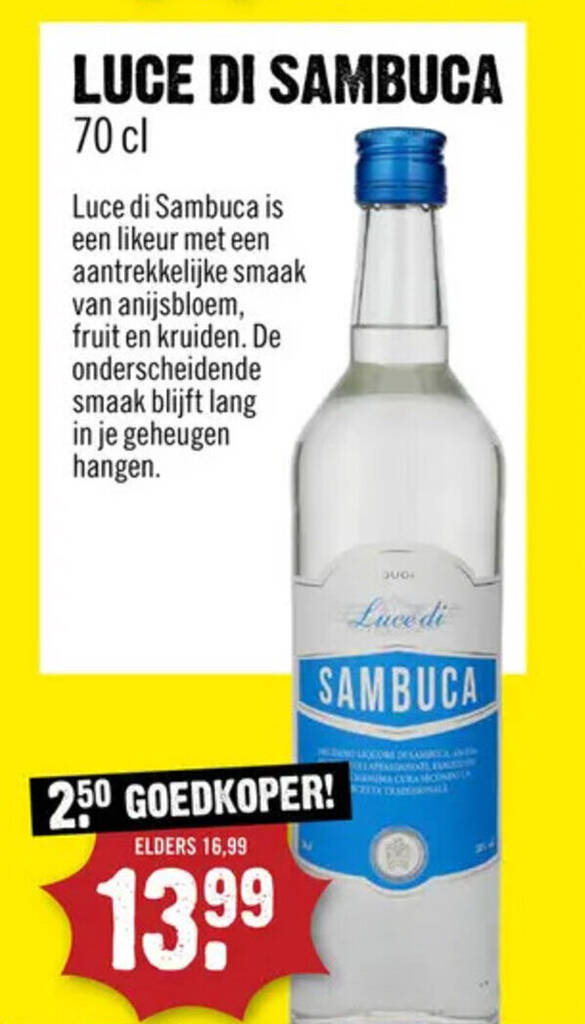 Luce di Sambuca 70 cl aanbieding bij Dirck 3