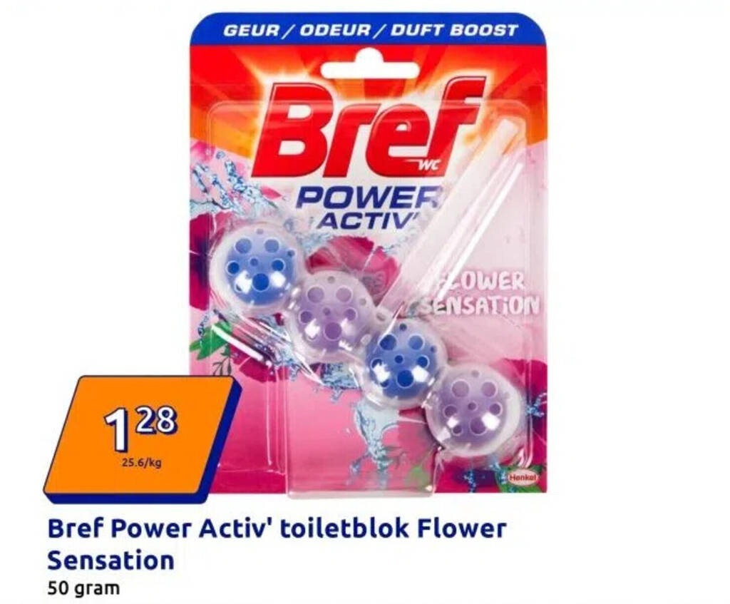 Bref Power Activ' toiletblok Flower Sensation 50 g aanbieding bij Action
