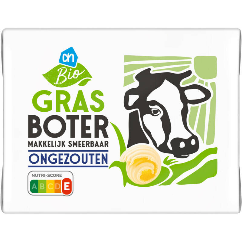AH Biologisch Grasboter makkelijk smeerbaar ongezouten 250 g aanbieding ...