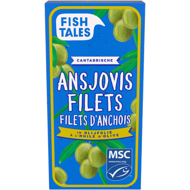 Fish Tales Ansjovisfilets in olijfolie 45 g aanbieding bij Albert Heijn