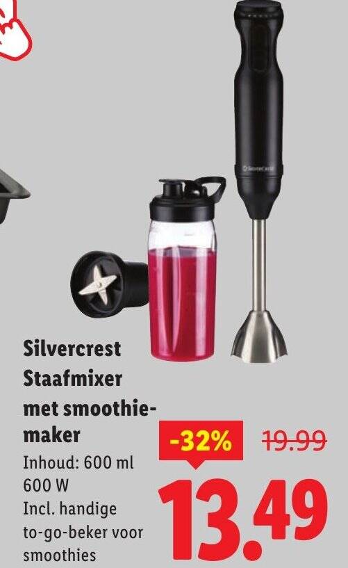 Silvercrest Staafmixer met smoothie- maker 600 ml aanbieding bij Lidl