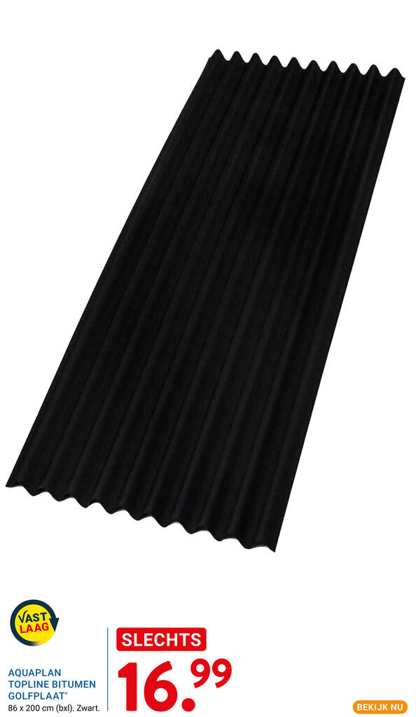 Aquaplan topline bitumen golfplaat 86 x 200 cm aanbieding bij Kluswijs
