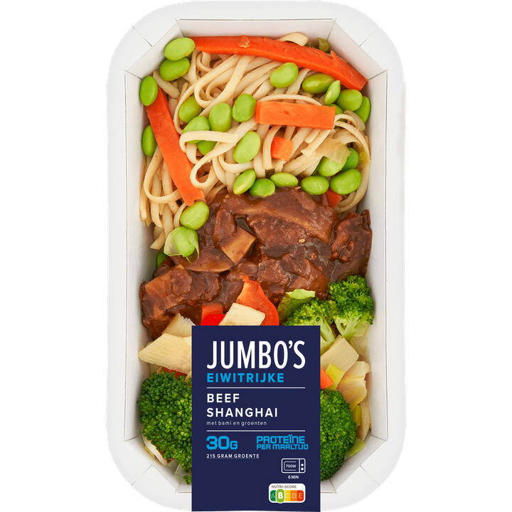 Jumbo's Eiwitrijke Beef Shanghai met Bami en Groenten 475 g aanbieding ...