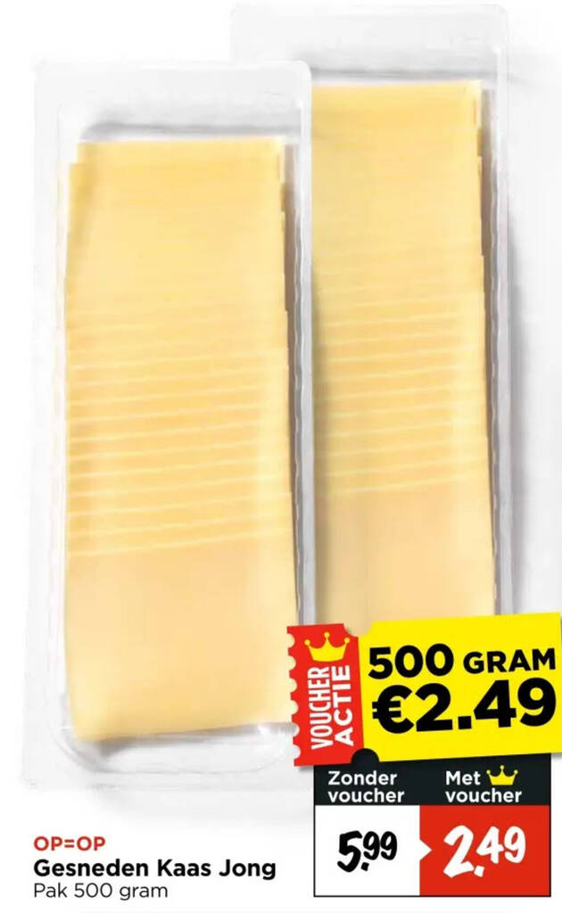 Gesneden Kaas Jong 500 g aanbieding bij Vomar Voordeelmarkt