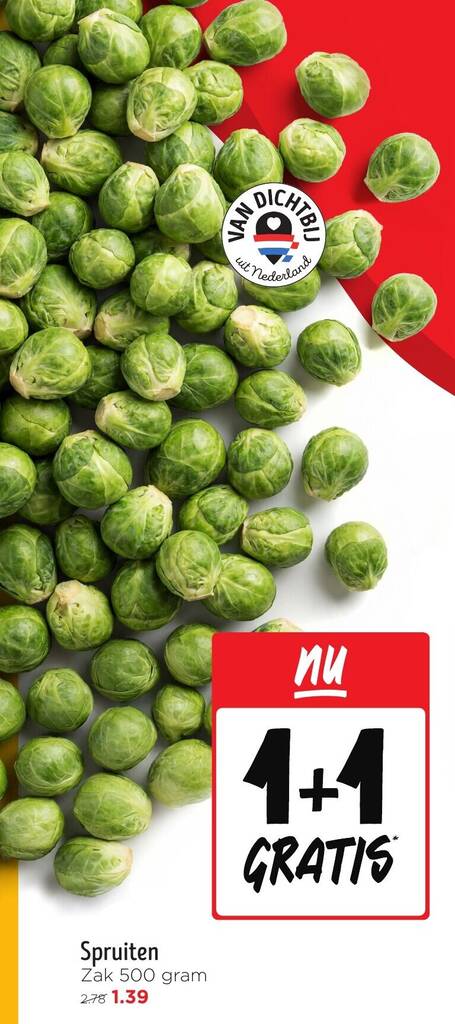 Spruiten 500 gram 1+1 gratis aanbieding bij Jumbo