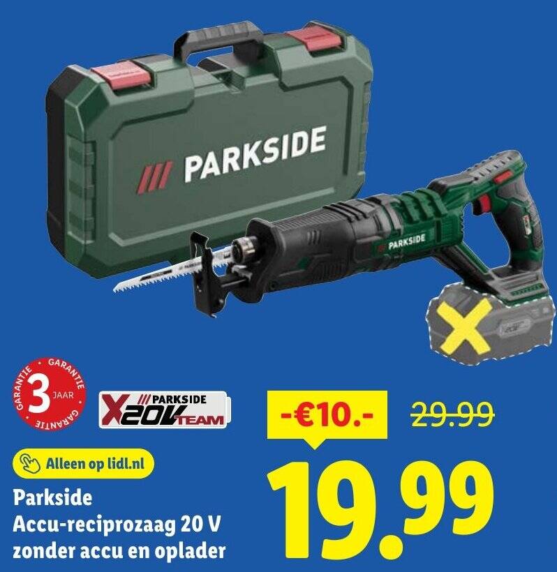 Parkside Accu Reciprozaag zonder accu en oplader aanbieding bij Lidl