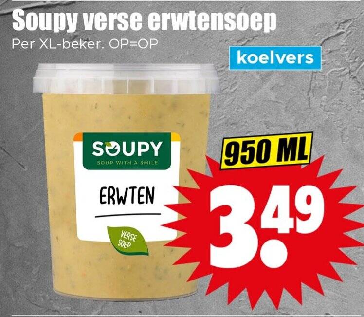 Soupy verse erwtensoep 950 ml aanbieding bij Dirk