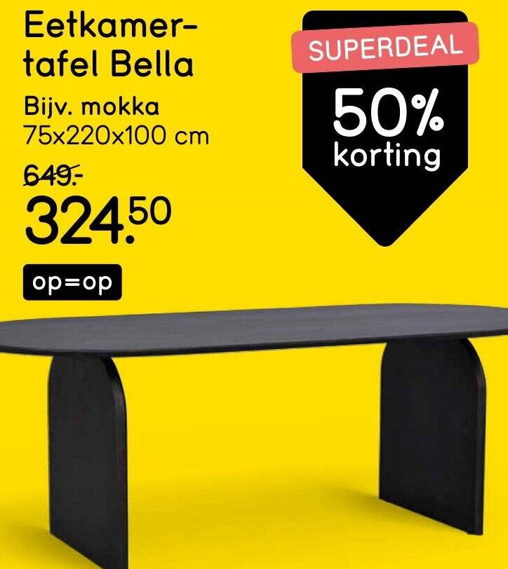 Eetkamer- tafel Bella 75x220x100 cm aanbieding bij Leen Bakker