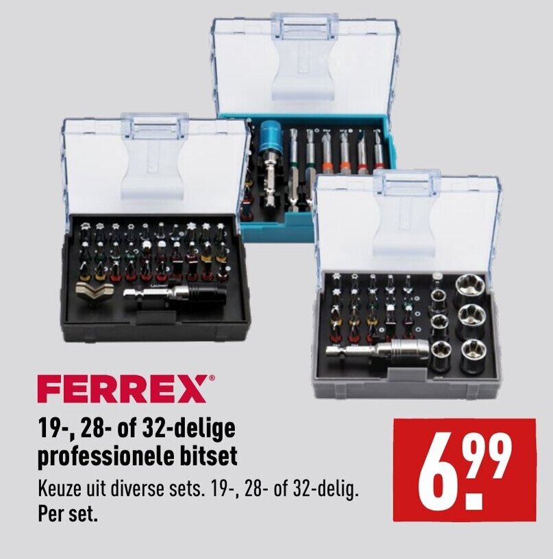 Ferrex 19-,28- of 32-delige professionele bitset aanbieding bij ALDI