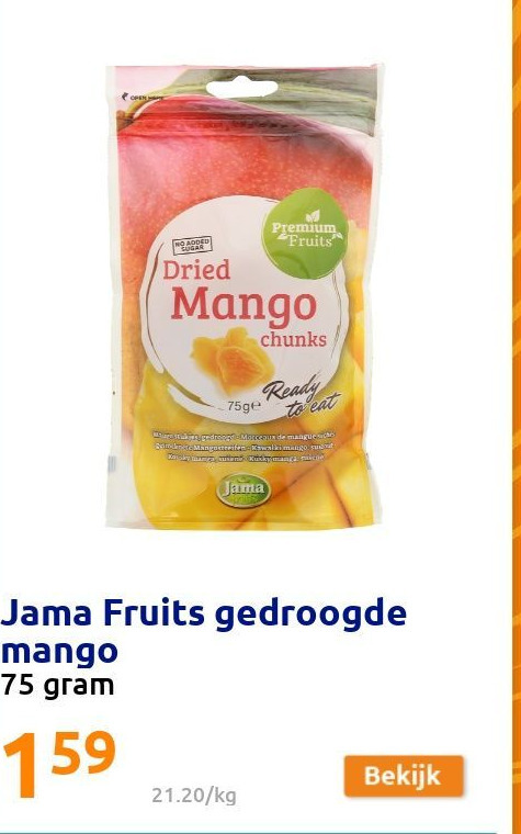 Jama Fruits gedroogde mango aanbieding bij Action