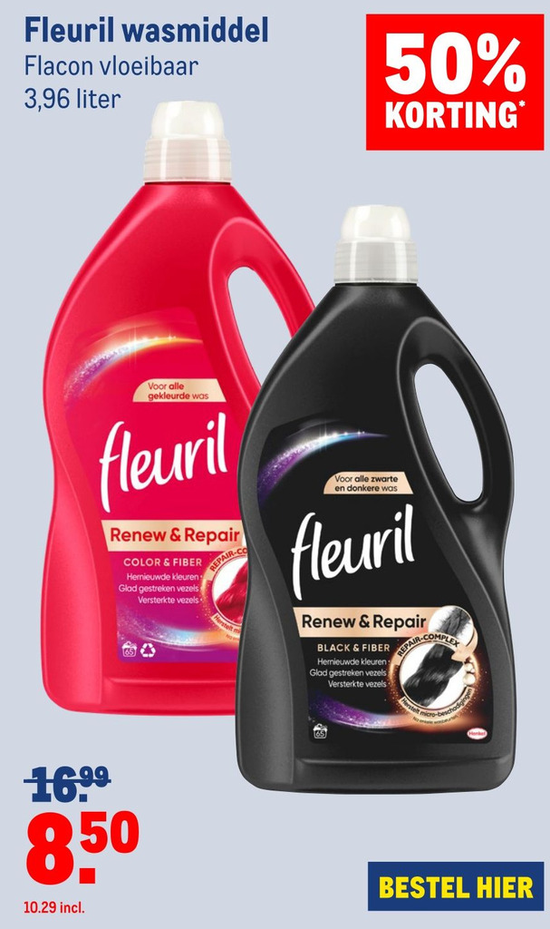 Fleuril wasmiddel Flacon vloeibaar aanbieding bij Makro