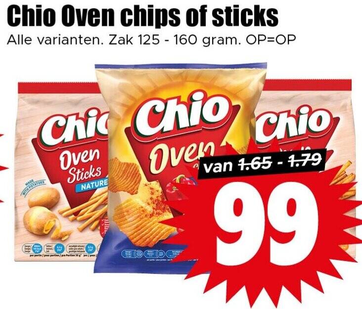 Chio Oven chips of sticks 125 - 160 g aanbieding bij Dirk