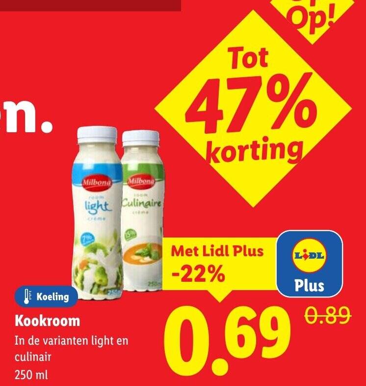 Kookroom 250 ml aanbieding bij Lidl