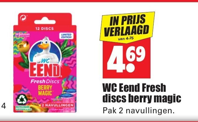 WC Eend fresh discs berry magic aanbieding bij Dirk