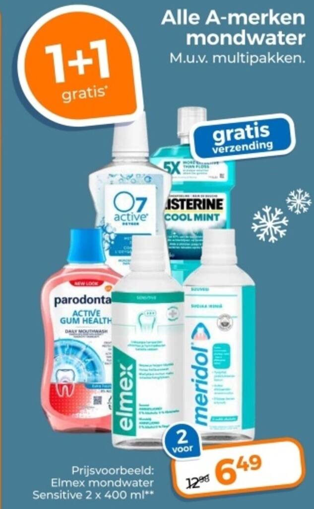 Alle A Merken Mondwater 1+1 gratis aanbieding bij Trekpleister