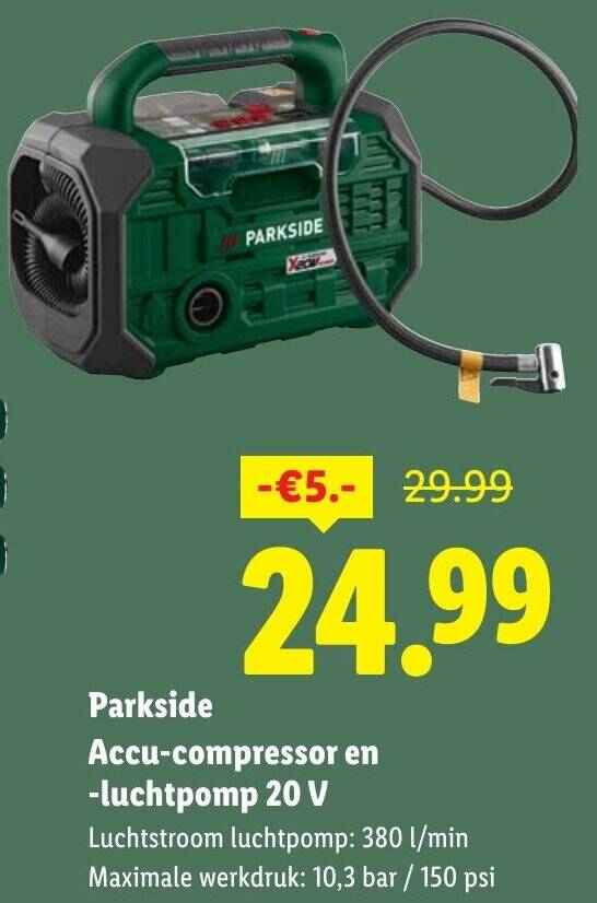 Parkside Accu Compressor en Luchtpomp aanbieding bij Lidl