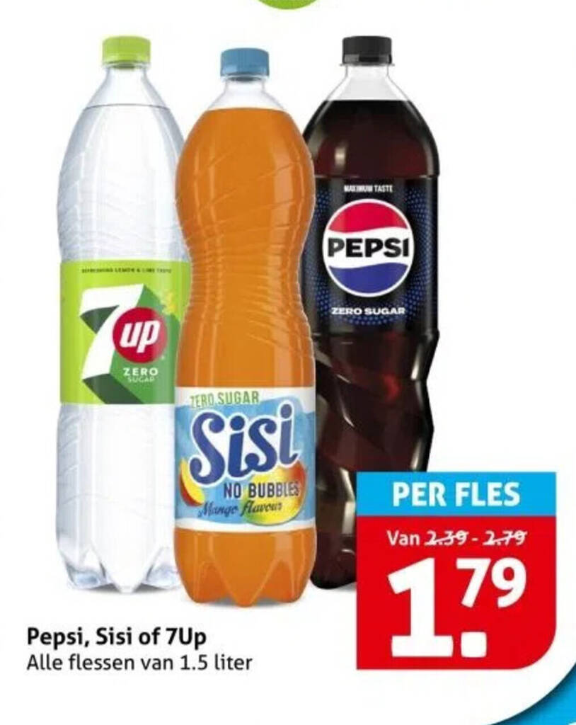 Pepsi, Sisi of 7Up 1.5 liter aanbieding bij Hoogvliet