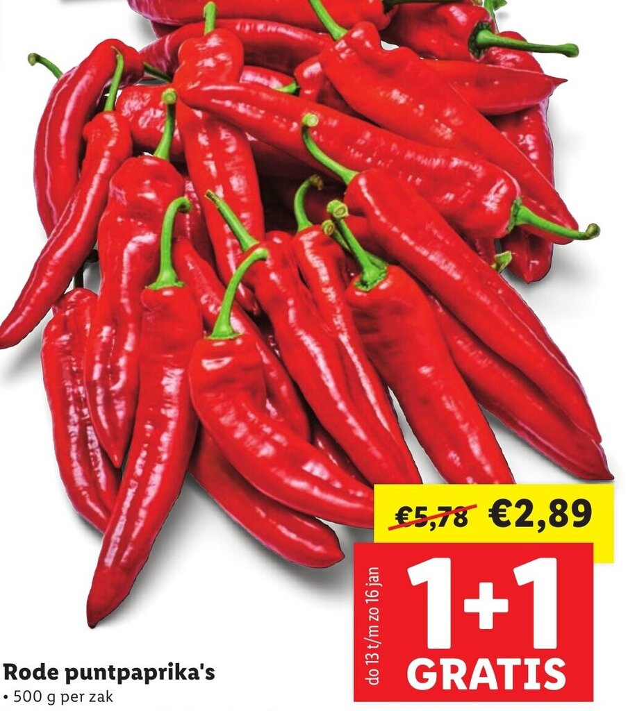 Rode puntpaprika's 500g aanbieding bij Lidl