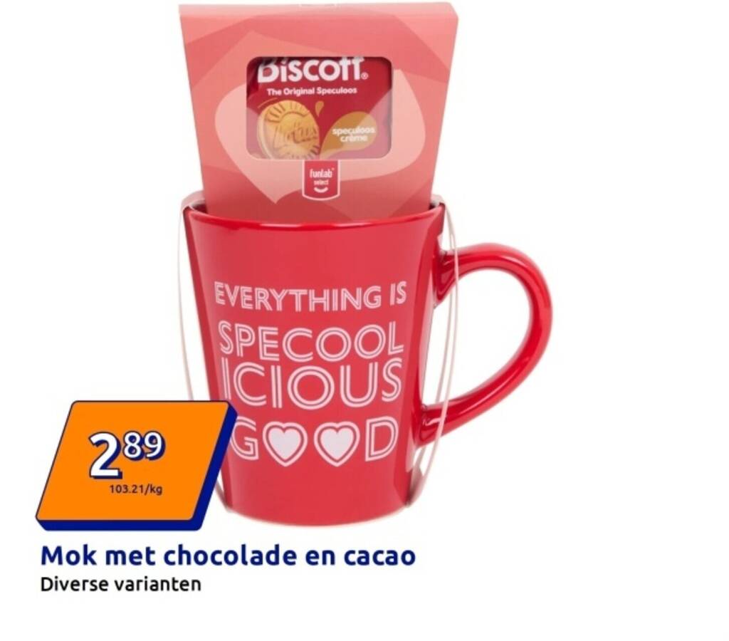 Mok met chocolade en cacao aanbieding bij Action