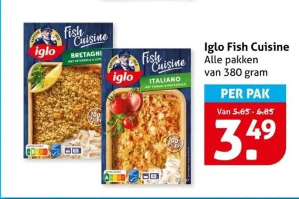 Iglo Fish Cuisine 380 g aanbieding bij Hoogvliet