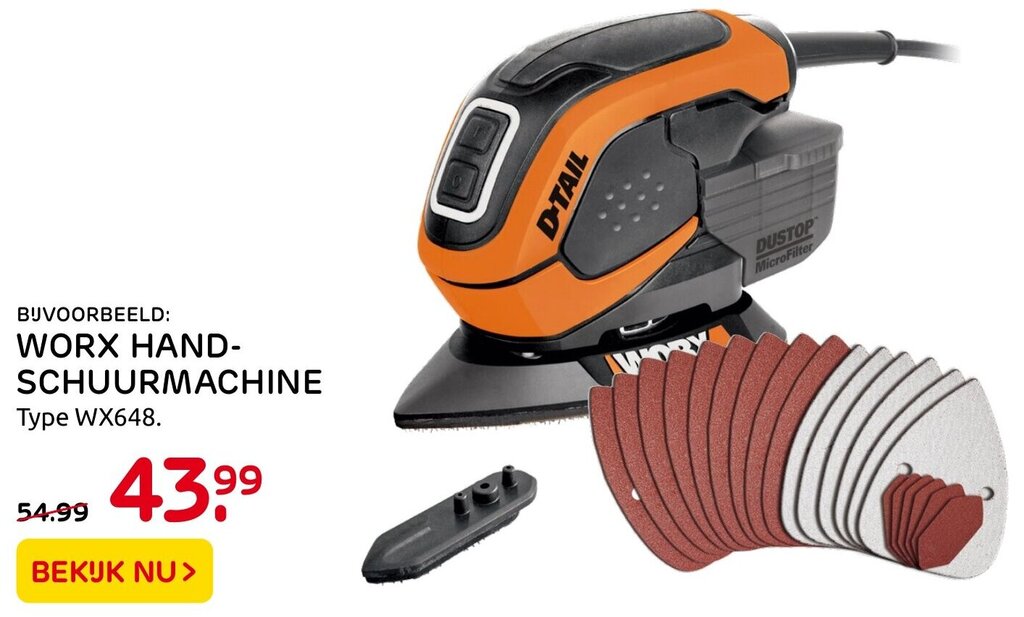 Worx Hand- schuurmachine aanbieding bij Praxis