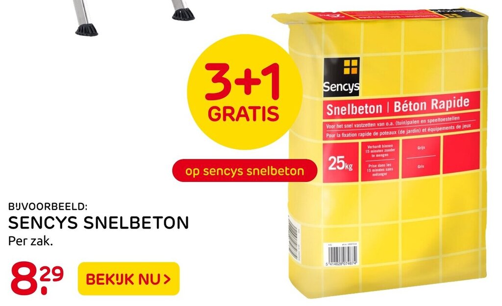 Sencys Snelbeton 3+1 GRATIS aanbieding bij Praxis