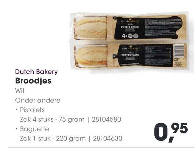 Dutch Bakery Broodjes Wit 75 g aanbieding bij HANOS