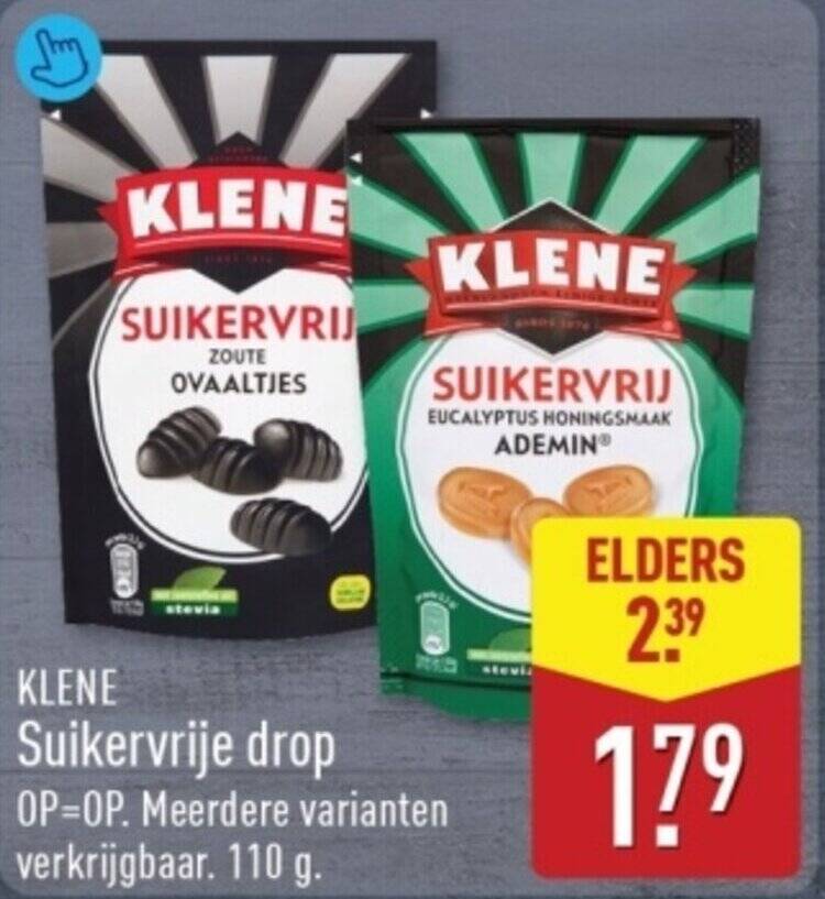 Klene Suikervrije Drop 110 g aanbieding bij ALDI