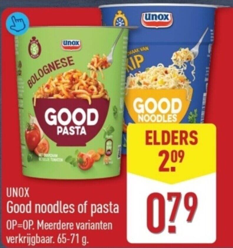 Unox Good Noodles of Pasta aanbieding bij ALDI