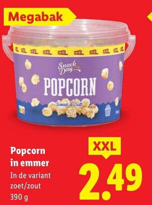 Popcorn in emmer 390 g aanbieding bij Lidl