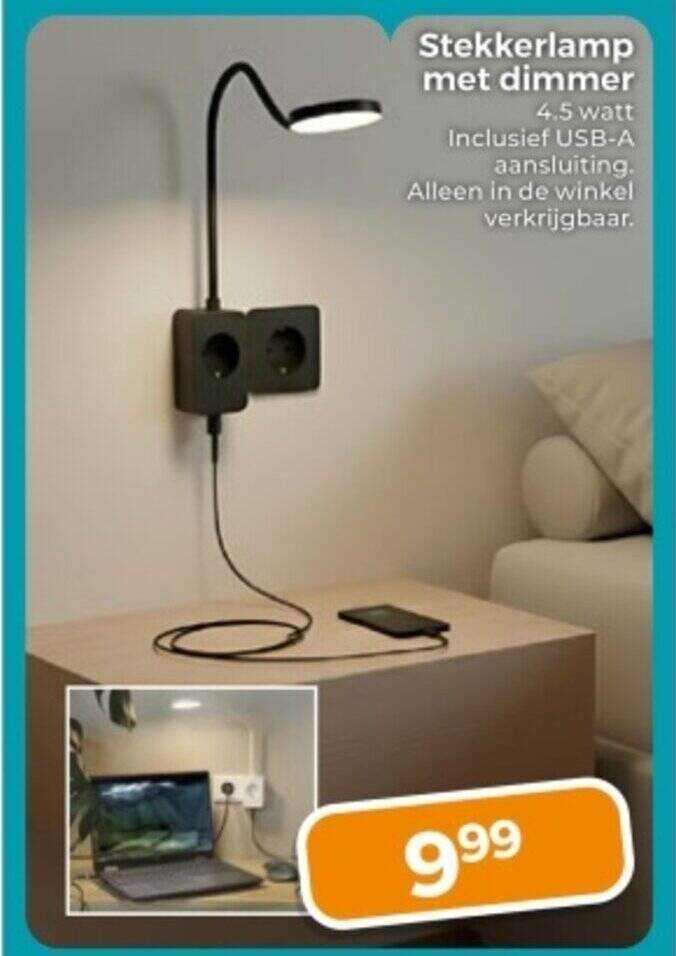 Stekkerlamp met dimmer aanbieding bij Trekpleister