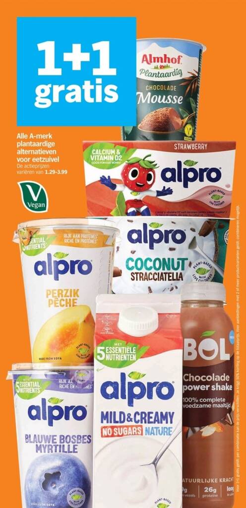 Alle A-merk plantaardige alternatieven voor eetzuivel 1+1 gratis ...