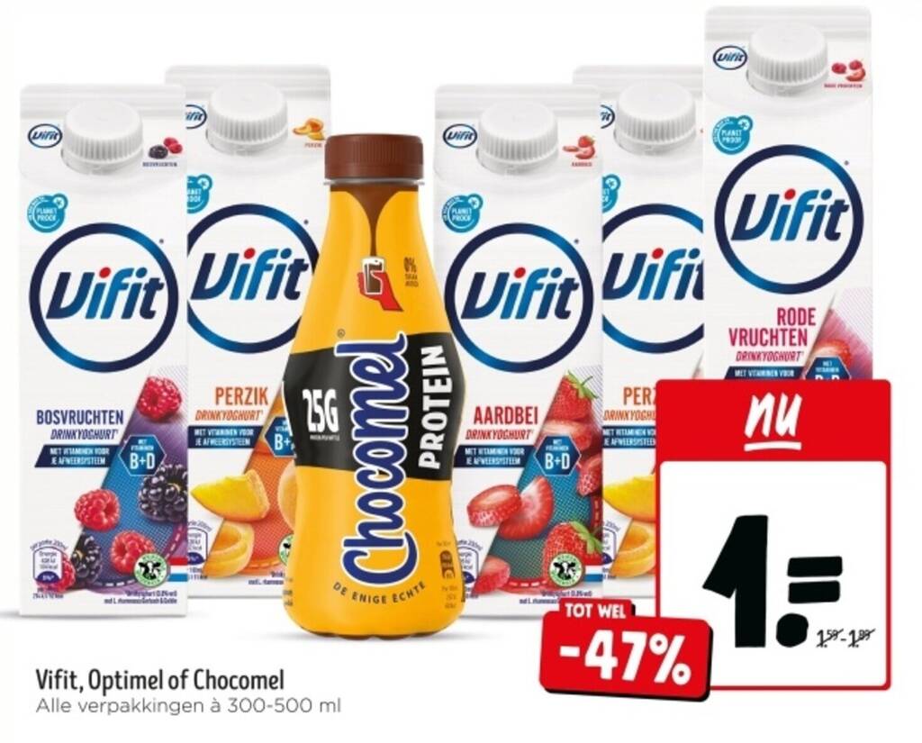 Vifit, Optimel of Chocomel 300-500 ml aanbieding bij Jumbo
