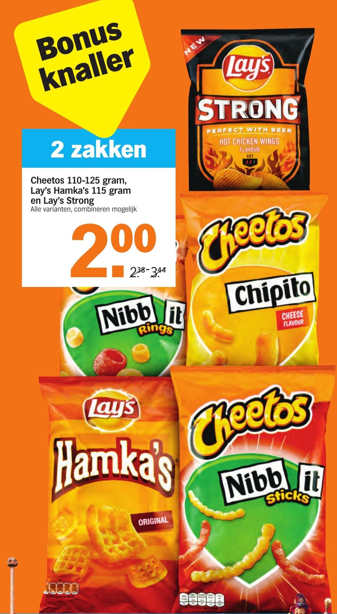 Cheetos 110-125g, Lay's Strong en Hamka's 115g aanbieding bij Albert Heijn