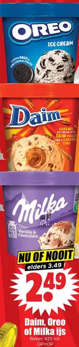 Daim, Oreo of Milka ijs 425 ml aanbieding bij Dirk