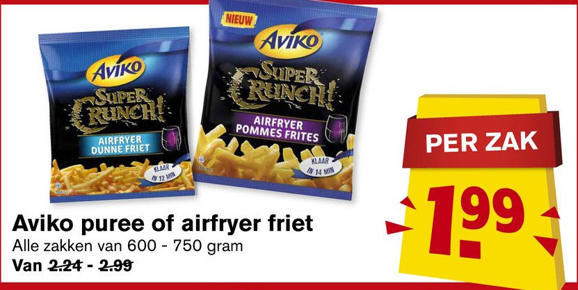 Aviko puree of airfryer friet aanbieding bij Hoogvliet