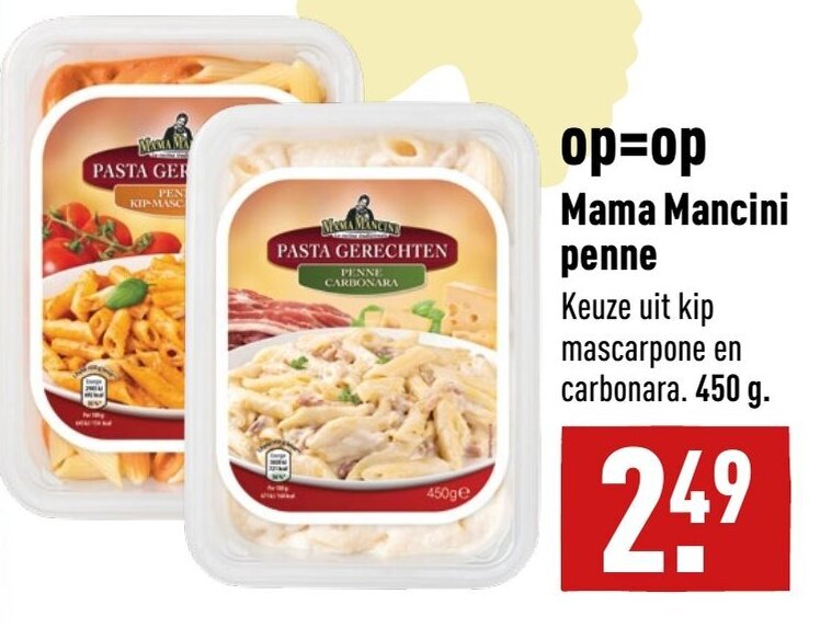 Mama mancini penne 450g aanbieding bij ALDI