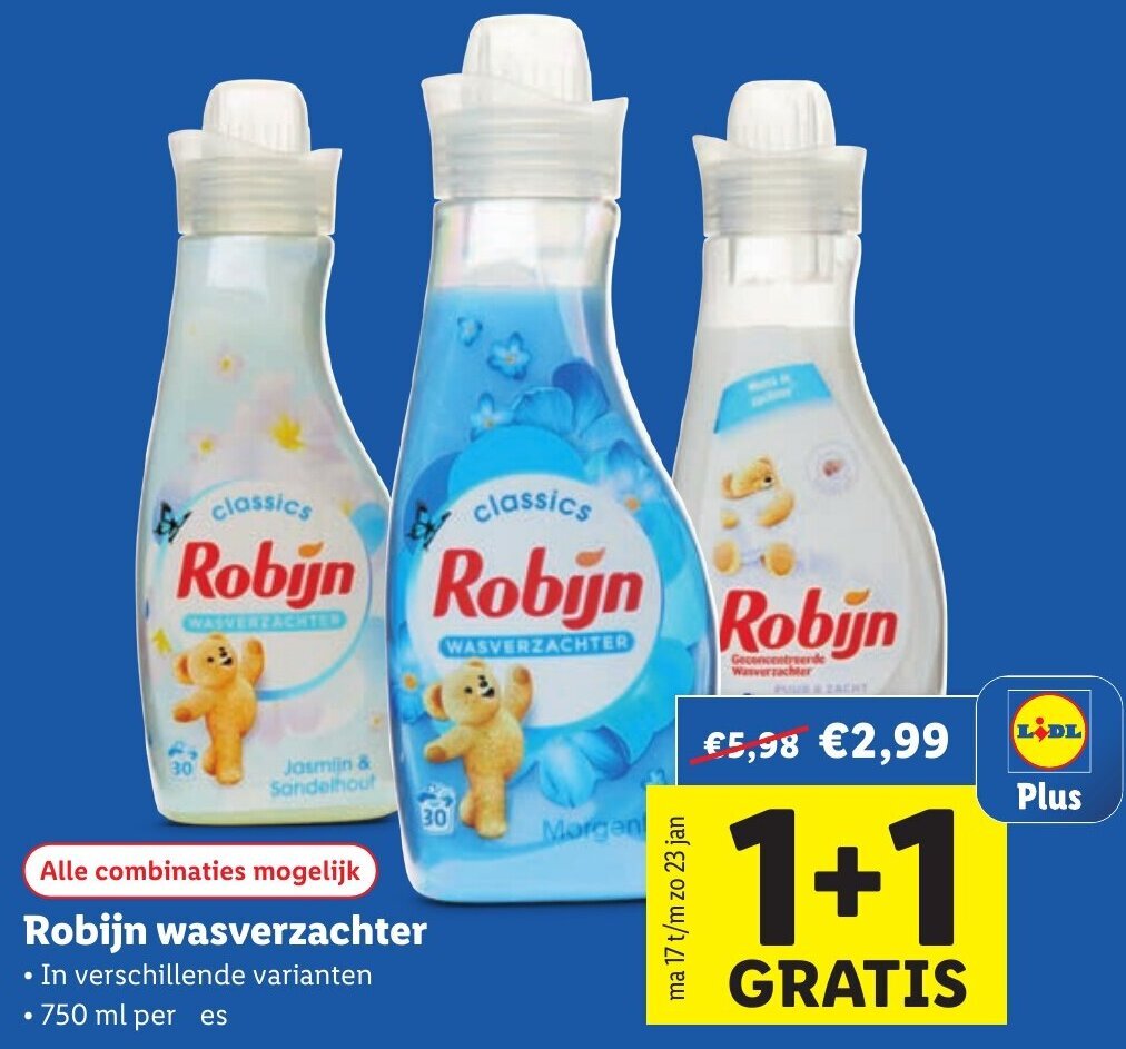 Robijn wasverzachter 750ml aanbieding bij Lidl