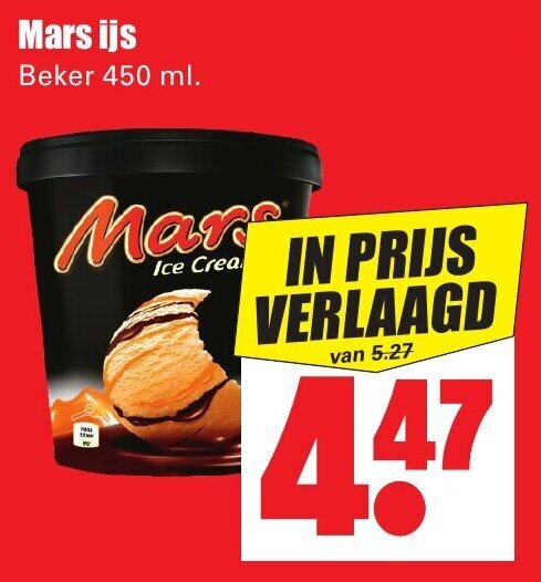 Mars ijs 450ml aanbieding bij Dirk