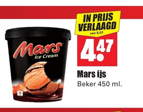 Mars ijs beker 450 ml aanbieding bij Dirk