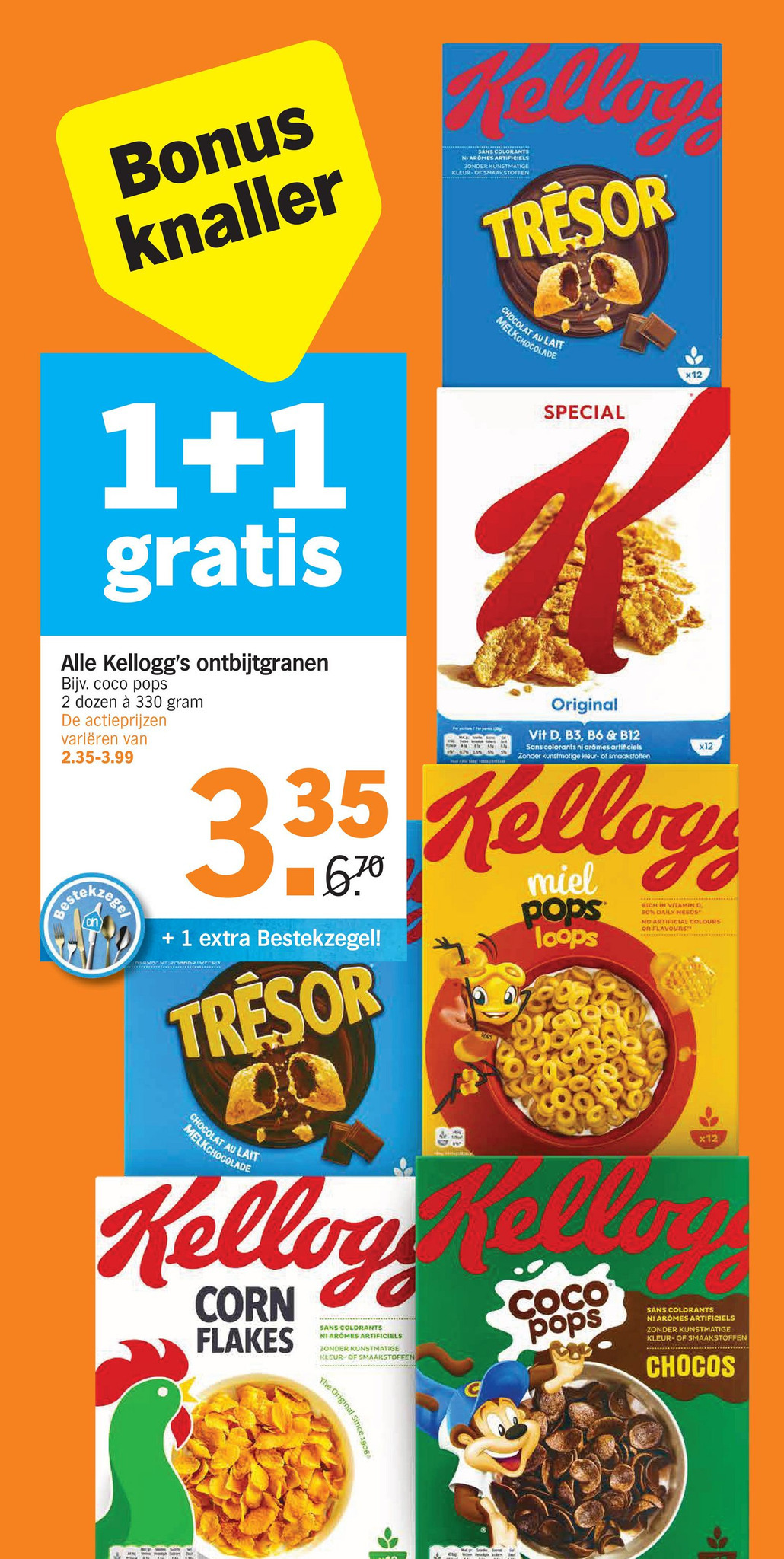 Alle Kellogg's ontbijtgranen aanbieding bij Albert Heijn