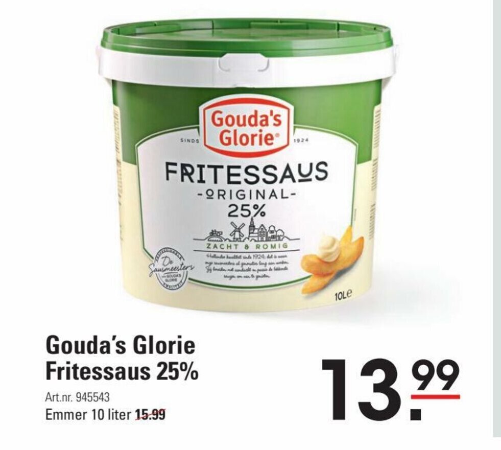 Gouda's Glorie Fritessaus 25% Emmer 10 liter aanbieding bij De Kweker