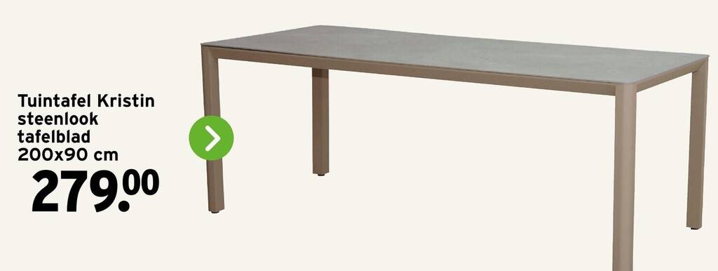 Tuintafel Kristin steenlook tafelblad 200 x 90 cm aanbieding bij GAMMA