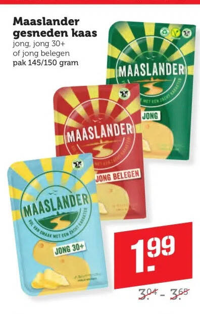 Maaslander gesneden kaas aanbieding bij Coop