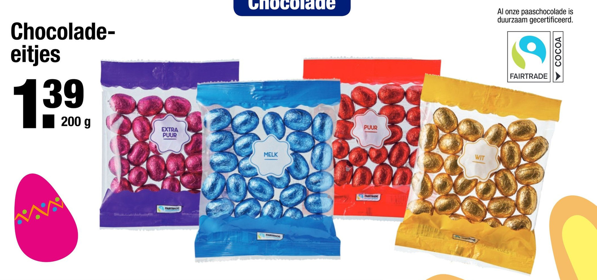 Chocolade eitjes 200g aanbieding bij ALDI