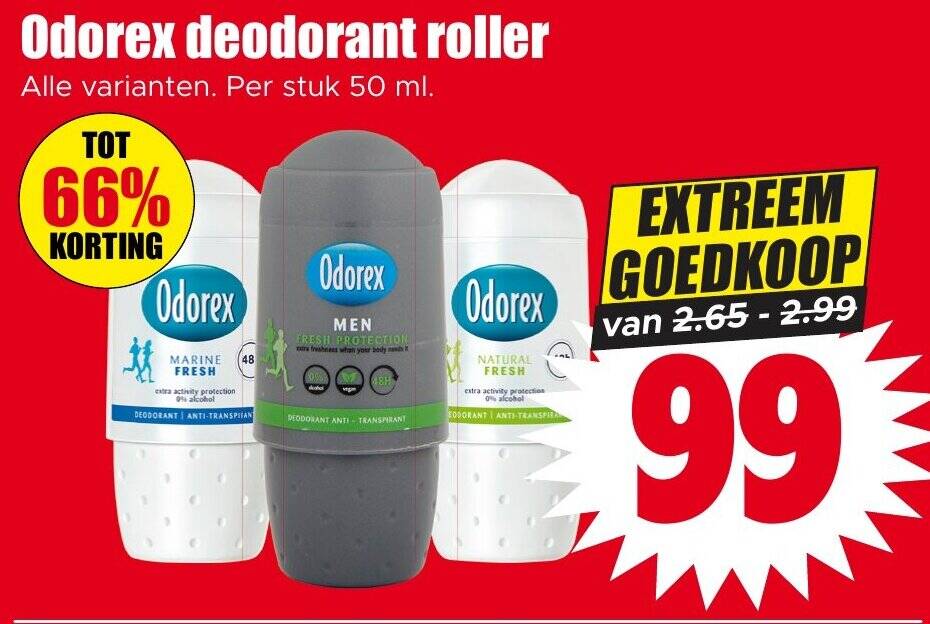 Odorex Deodorant Roller 50 ml aanbieding bij Dirk