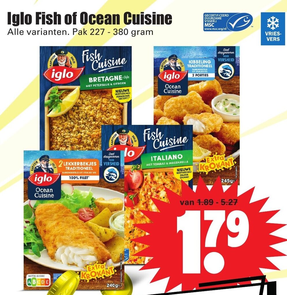 Iglo fish ocean cuisine 227-380g aanbieding bij Dirk