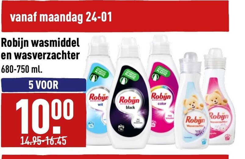 Robijn wasmiddel en wasverzachter 680-750ml aanbieding bij ALDI