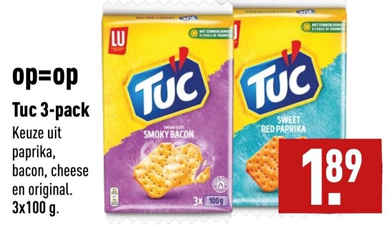 Tuc 3-pack 3x100g aanbieding bij ALDI