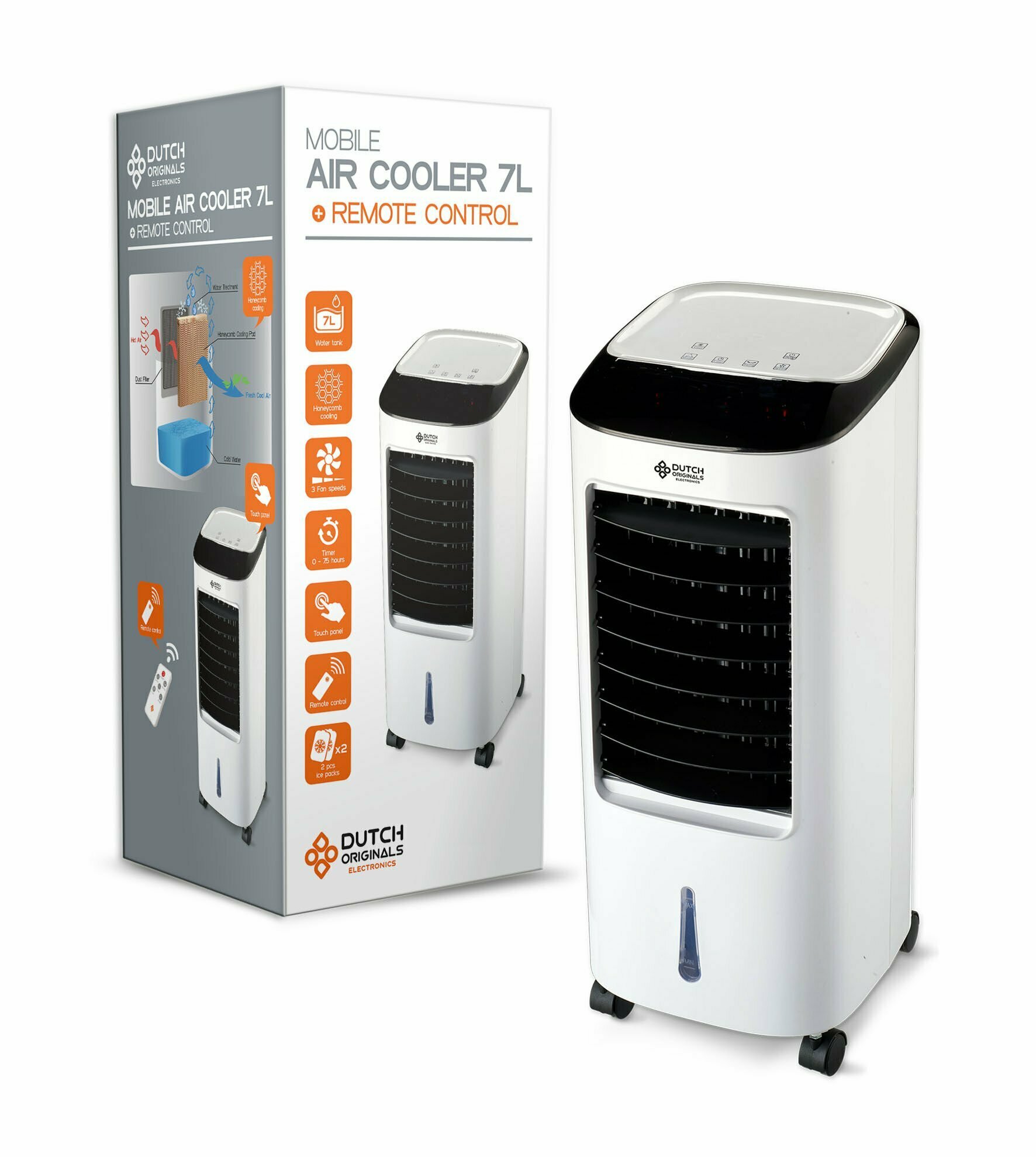 DUTCH ORIGINALS Mobiele Airconditioning, 65W Ventilator ...